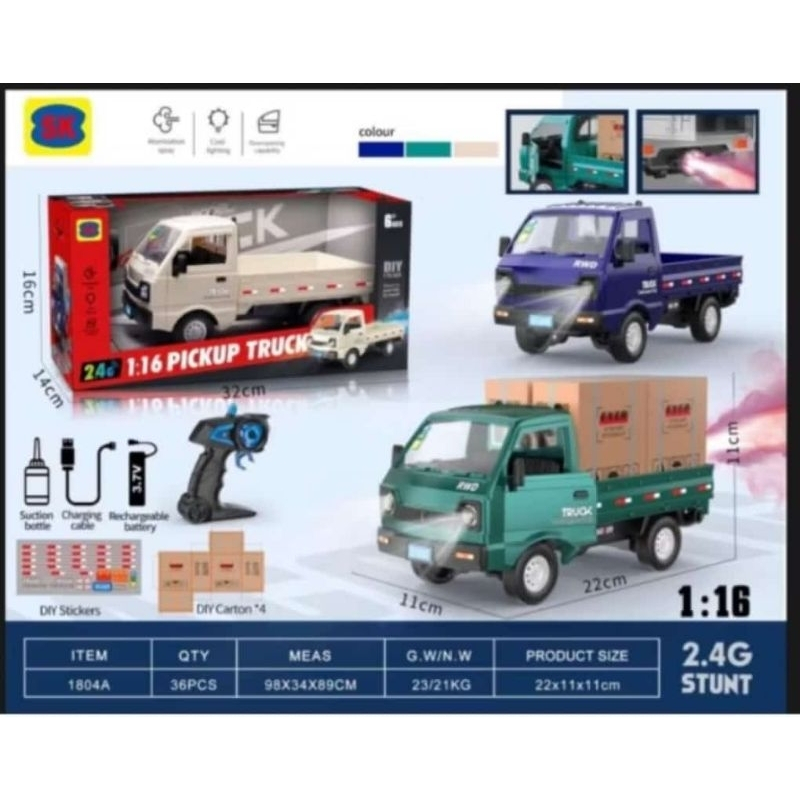 Jual Mainan Mobil Remote Control Truck Pick up Cargo Truck Box RC Carry ...