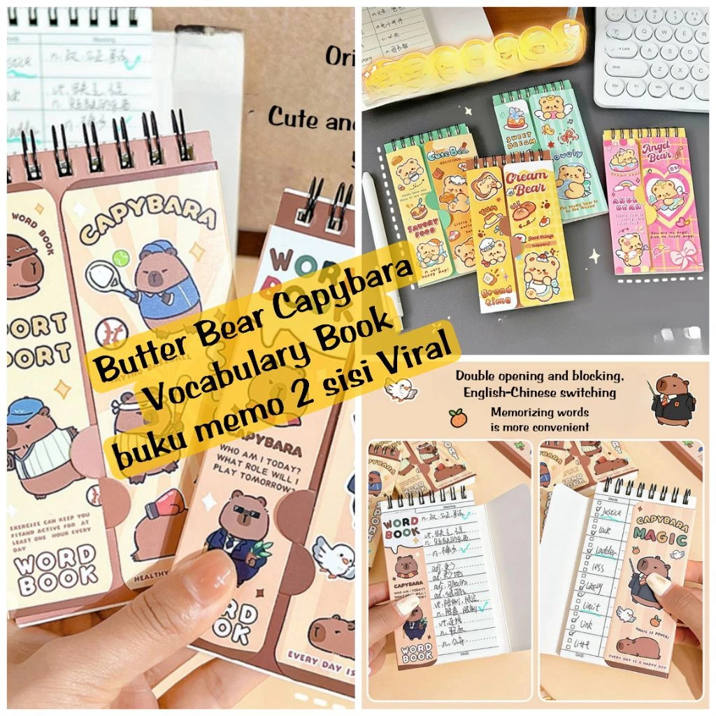 Jual NOTEBOOK WORD SPIRAL CAPYBARA BUTTER CREAM VIRAL BUKU MINI RING ...