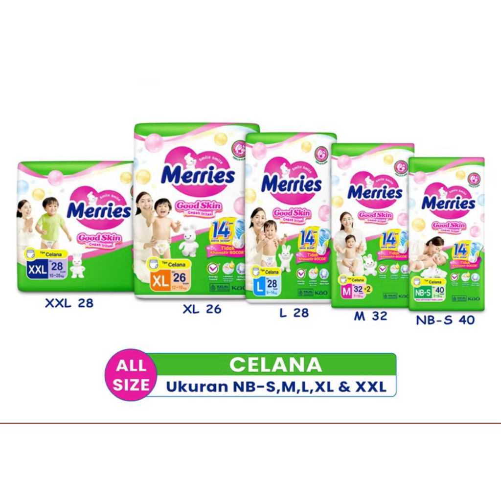 Jual Merries Pants Good Skin XL isi 26 pcs, L 30 Pcs, M 34 Pcs, S 40 ...