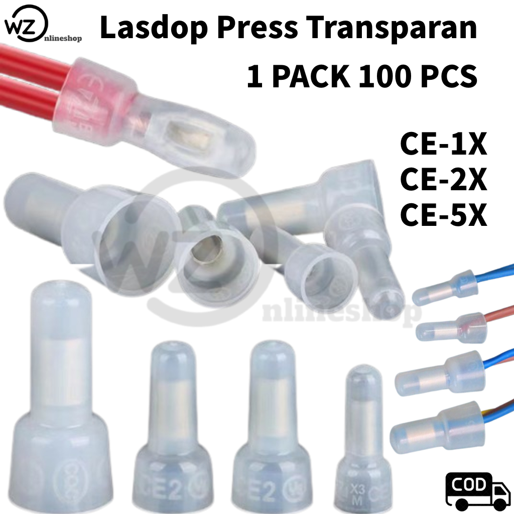 Jual Lasdop Press Transparan CE-1X/2X/5X 1 PACK 100PCS Terminal Tutup ...