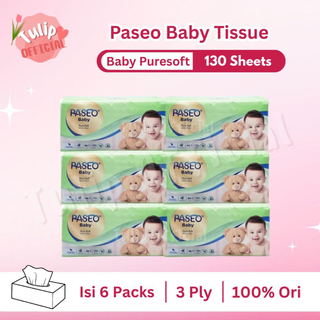 Jual PAKET HEMAT 6 Pack Tisu Tissue PASEO BABY Pure Soft 130 Sheets 3 ...