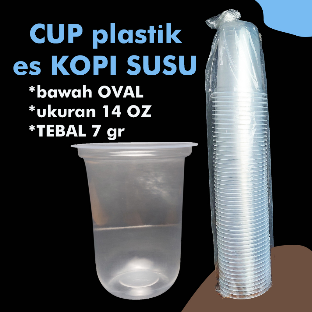 Jual cup plastik oval bottom 14 oz untuk es kopi dan es teh / es kopi ...