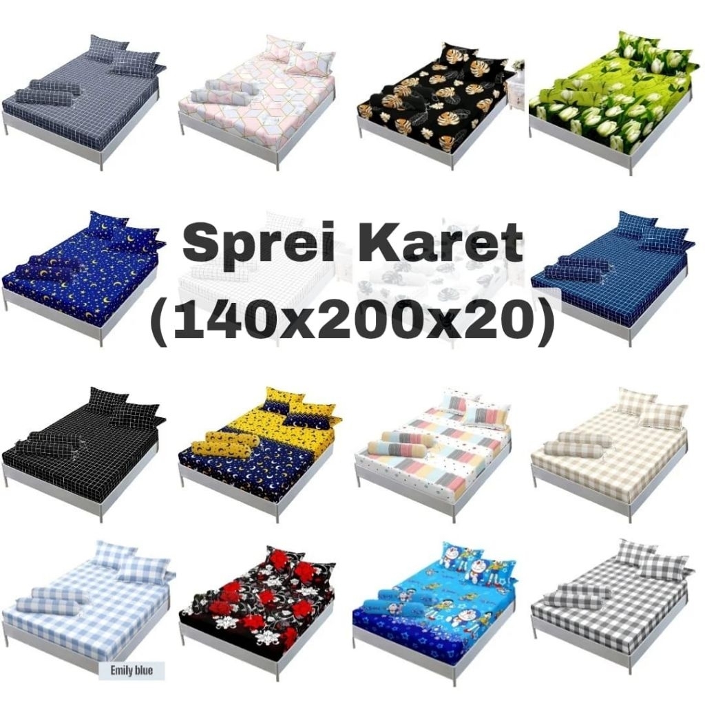Jual Sprei + Sarung Bantal Guling Ukuran (140×200×20) Motif Kotak-Kotak ...