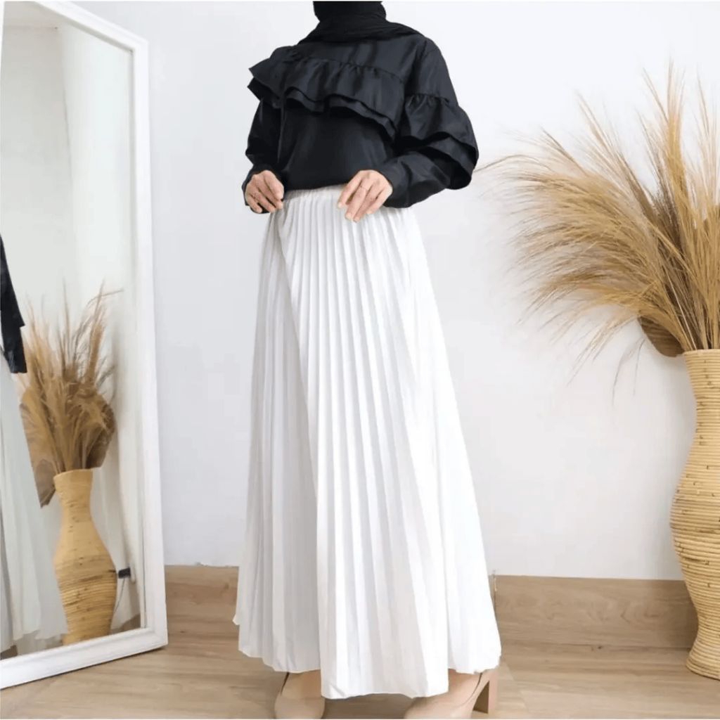 Jual Rok Plisket Premium Jumbo M Fit XXL 100% Original Tebal Bahan ...