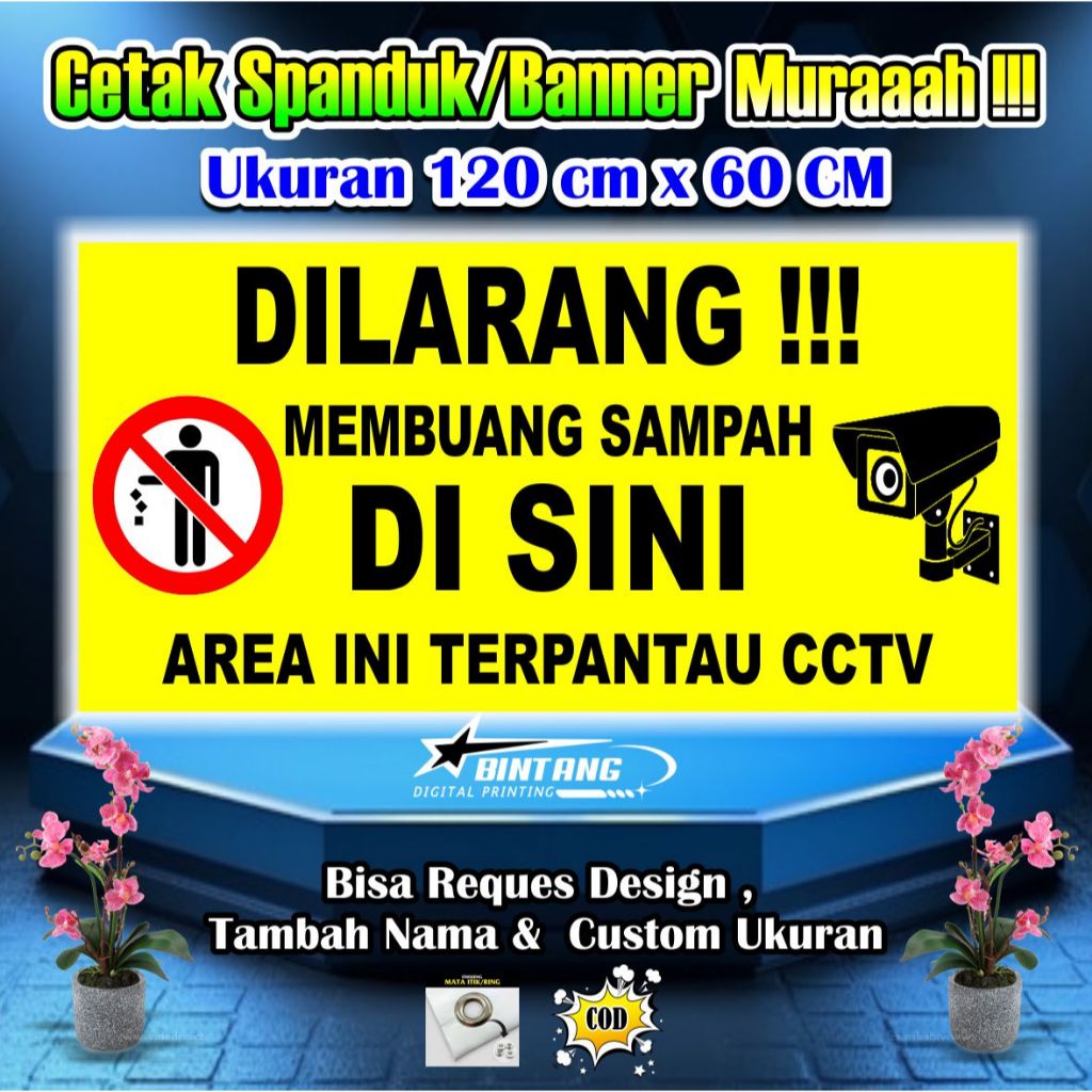 Jual Spanduk Banner Dilarang Buang Sampah Ukuran 120 cm x 60 cm ...