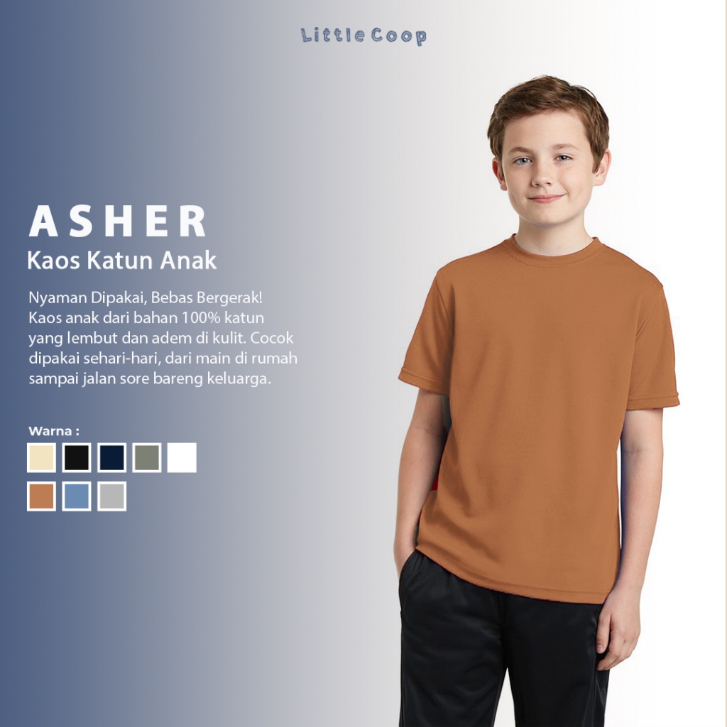 Jual Little Coop - Asher Kaos Polos Pendek Anak Unisex Cotton [ 2 - 9 Tahun ] | Shopee Indonesia