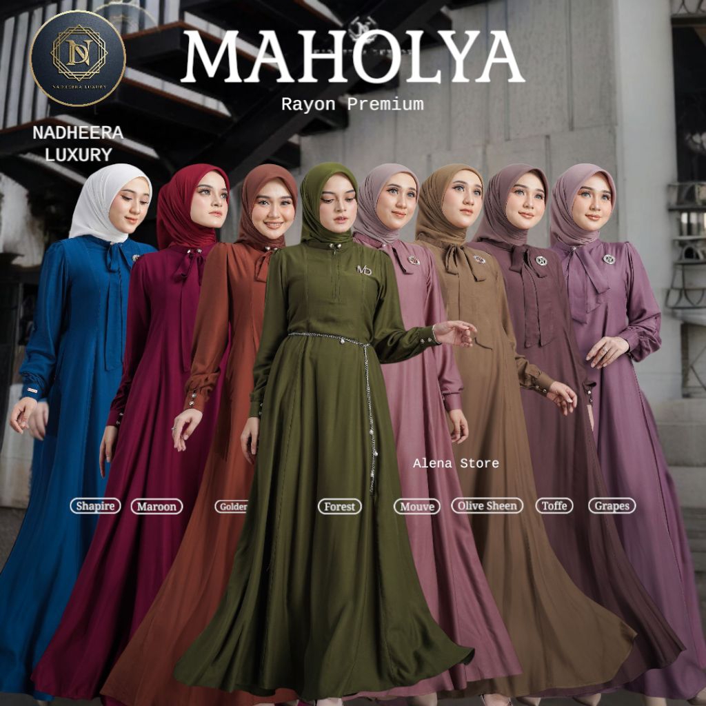 Jual [BISA COD] Maholya Dress Nadheera Luxury Gamis Dress Polos Baju halus Lembut Adem | Shopee ...