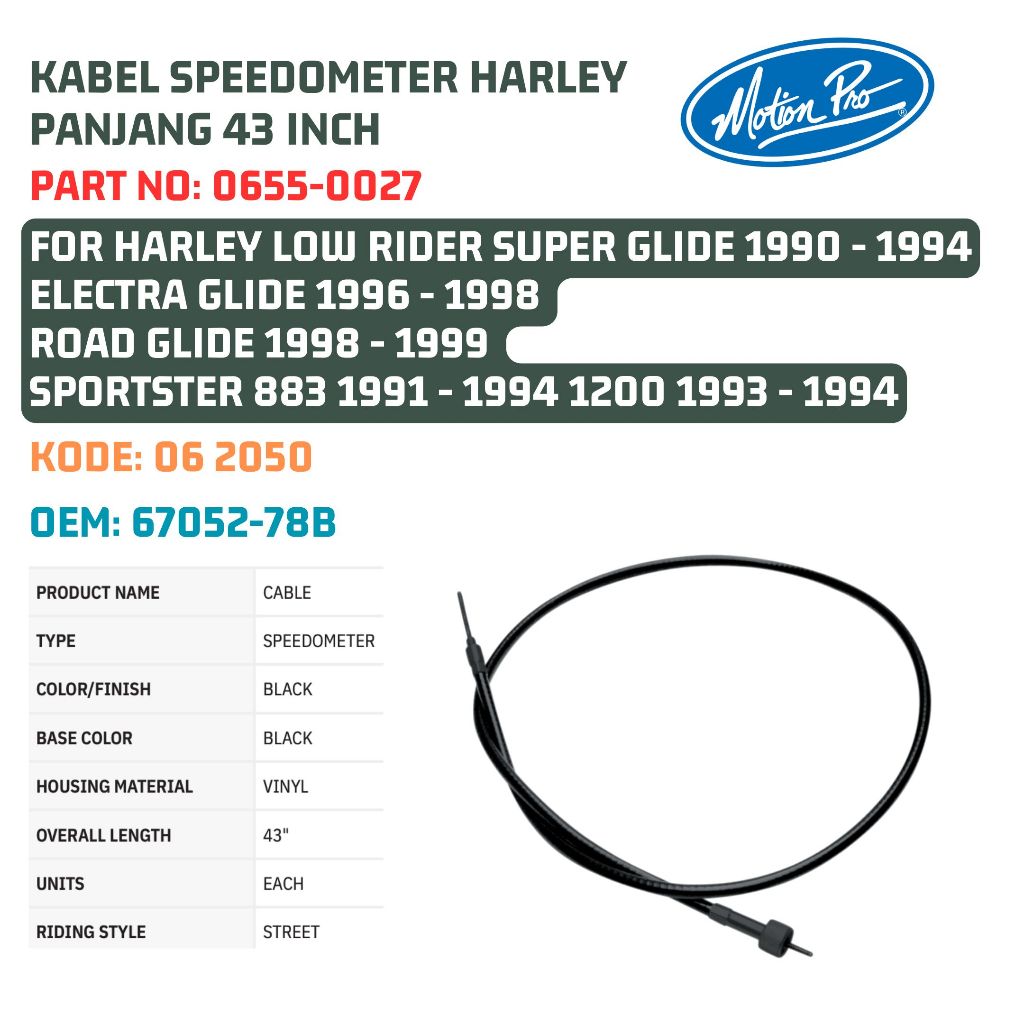 Jual KABEL SPEEDOMETER HARLEY PANJANG 43 INCH FOR HARLEY LOW RIDER ...