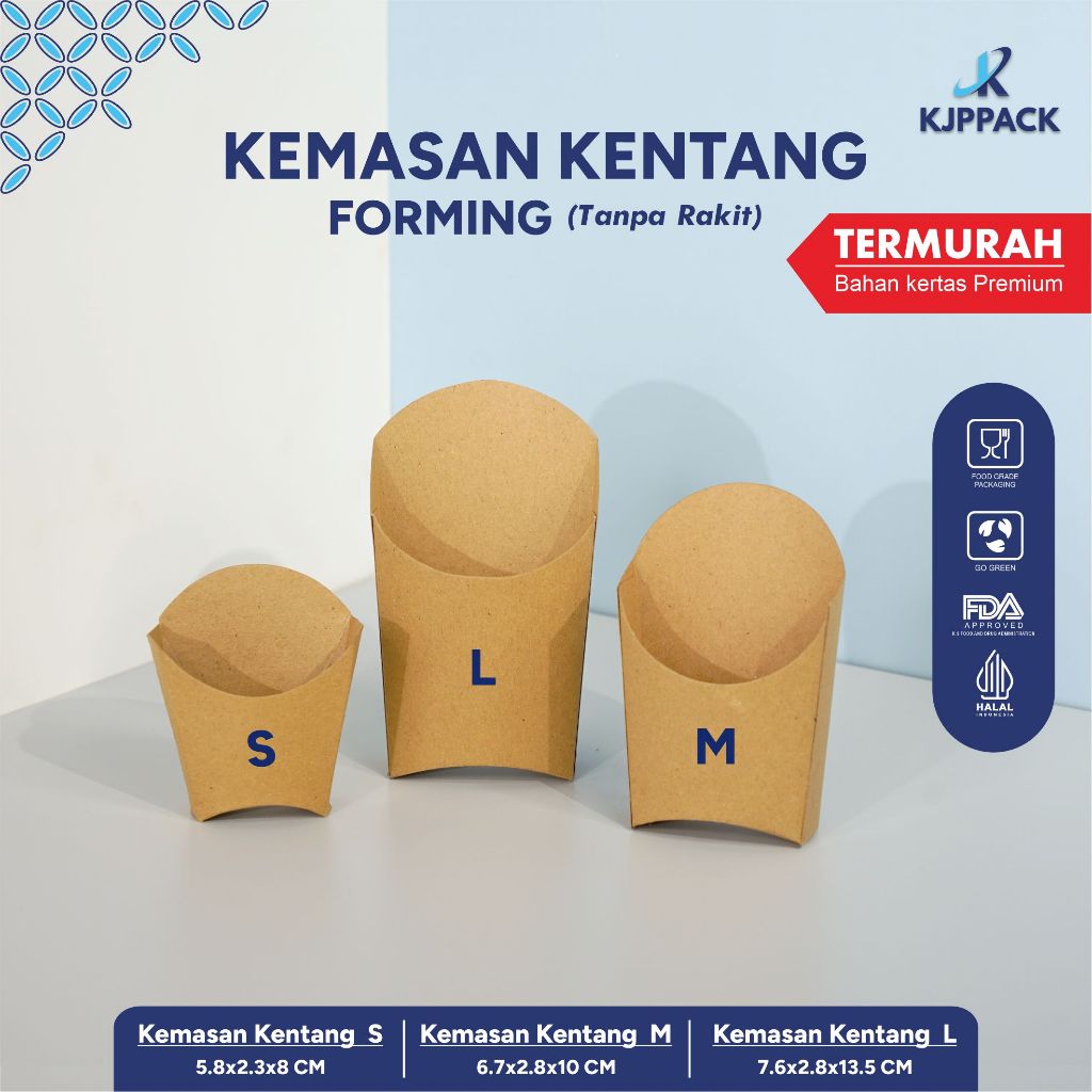 Jual KJPPACK Kentang Goreng Box Premium Kraft | Untuk Kentang Curly ...