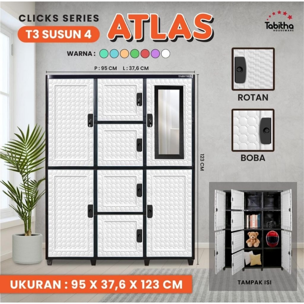 Jual Lemari Plastik Tabitha Cabinet Tower 3 susun 2 , 3, 4, 5 modern click minimalis atlas link ...