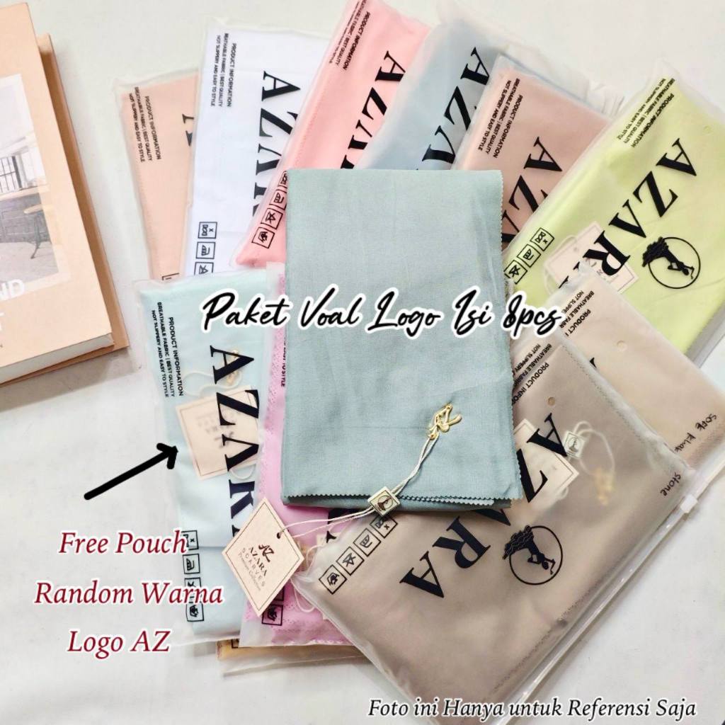 Jual PAKET HIJAB OSKARA POLOS LC VOAL PREMIUM KEMASAN POUCH METAL LOGO ...