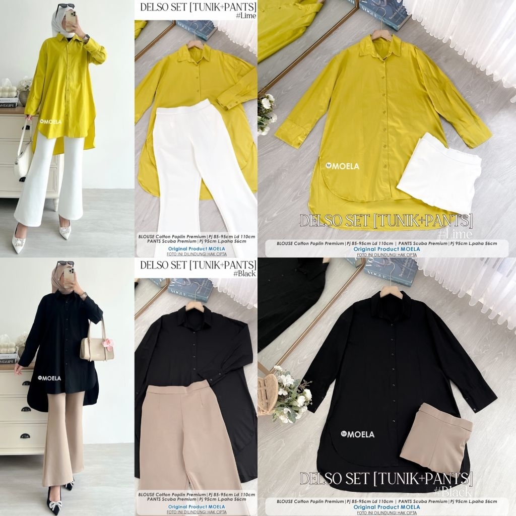 Jual DELSO/PEAMI/KANSA SET HIJAB SETELAN TUNIK BLOUSE MOTIF KOMBINASI ...