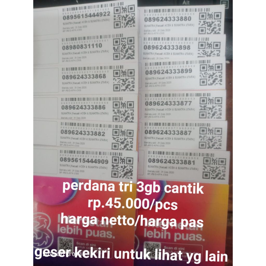 Jual perdana tri 3gb cantik 45 k | Shopee Indonesia