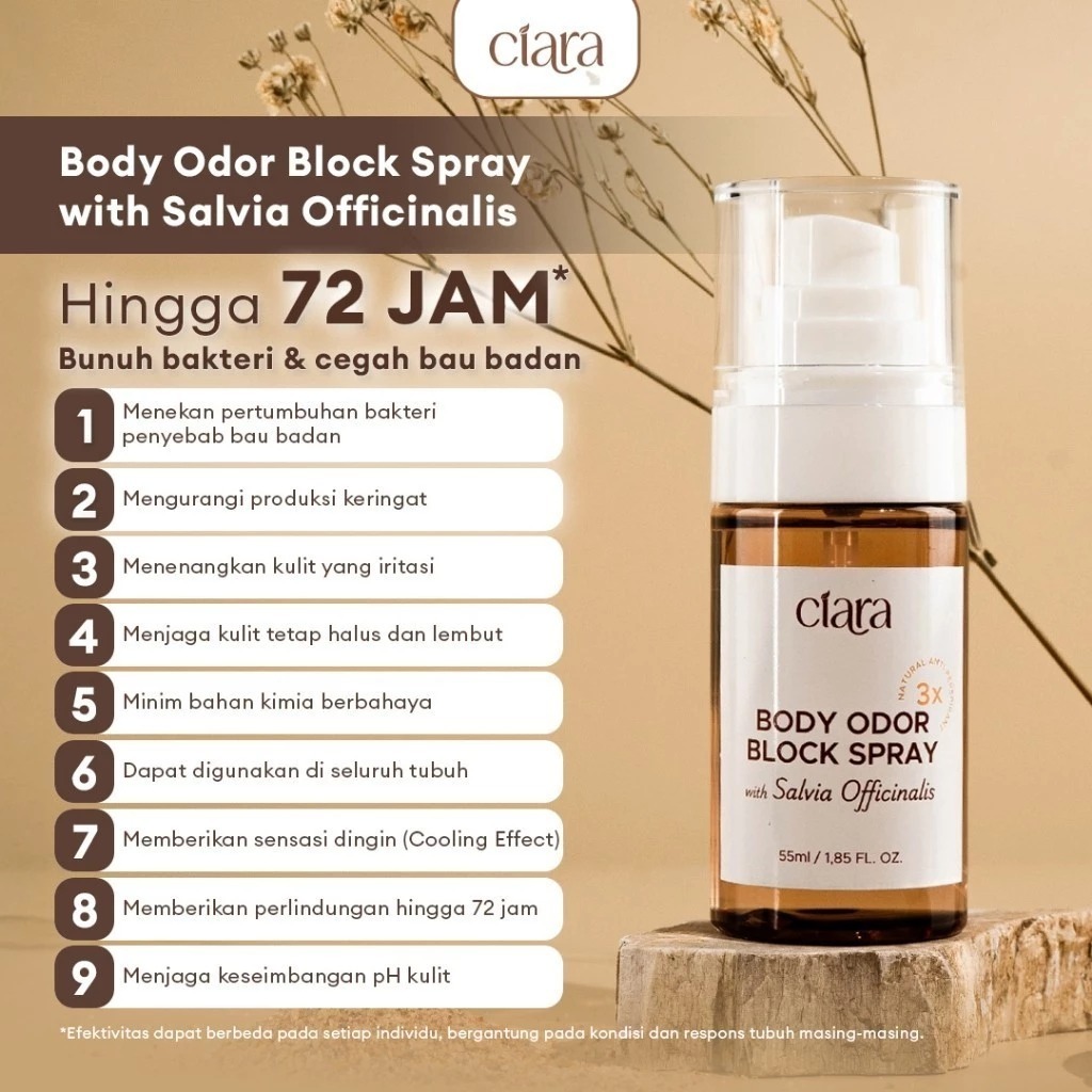 Jual Ciara Body Odor Block Spray Antiperspirant Natural Bunuh Bakteri ...