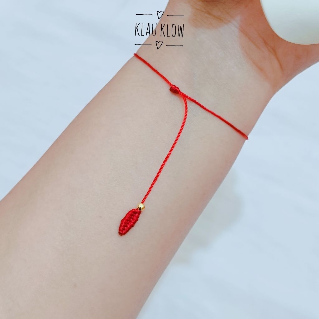 Jual Gelang tali merah lucky leaf tali tipis 0,5mm (T045) | Shopee ...