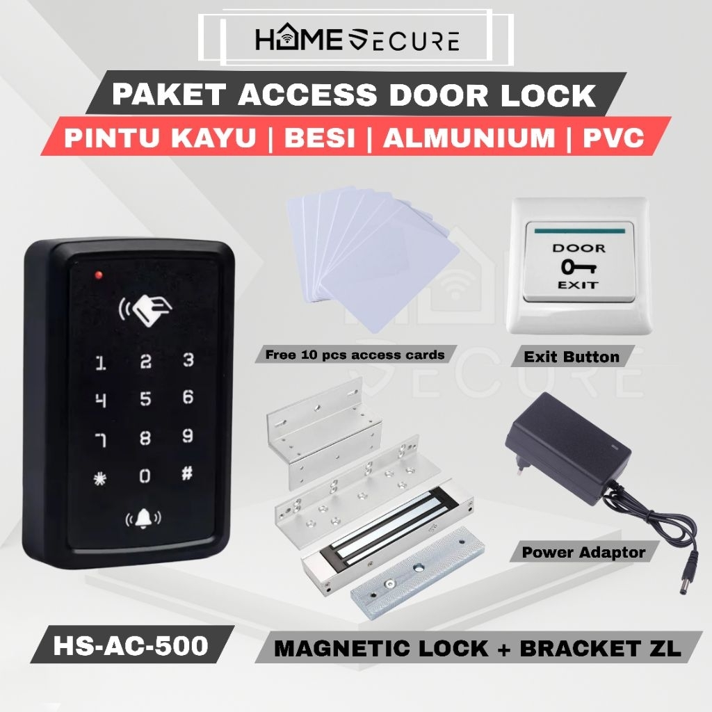 Jual Paket Access Control Card RFID 125Khz + Magnetic Lock Untuk Pintu ...