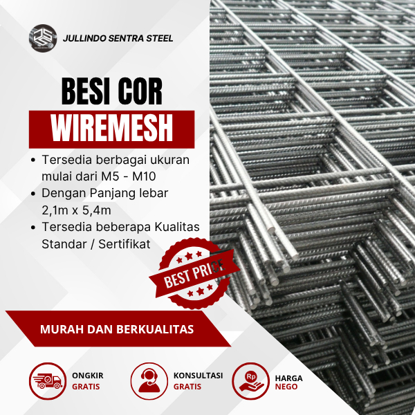 Jual WIREMESH / BESI BETON WIREMESH M10 9.2mm Panjang 540cm Lebar 210cm ...