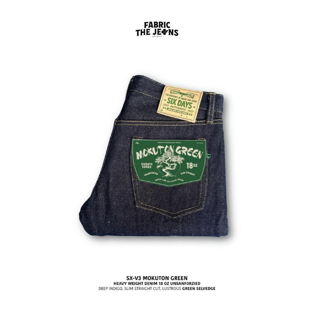 Jual FTJ - Fabric The Jeans - SX-V3 Mokuton Green 18 OZ Raw Denim ...