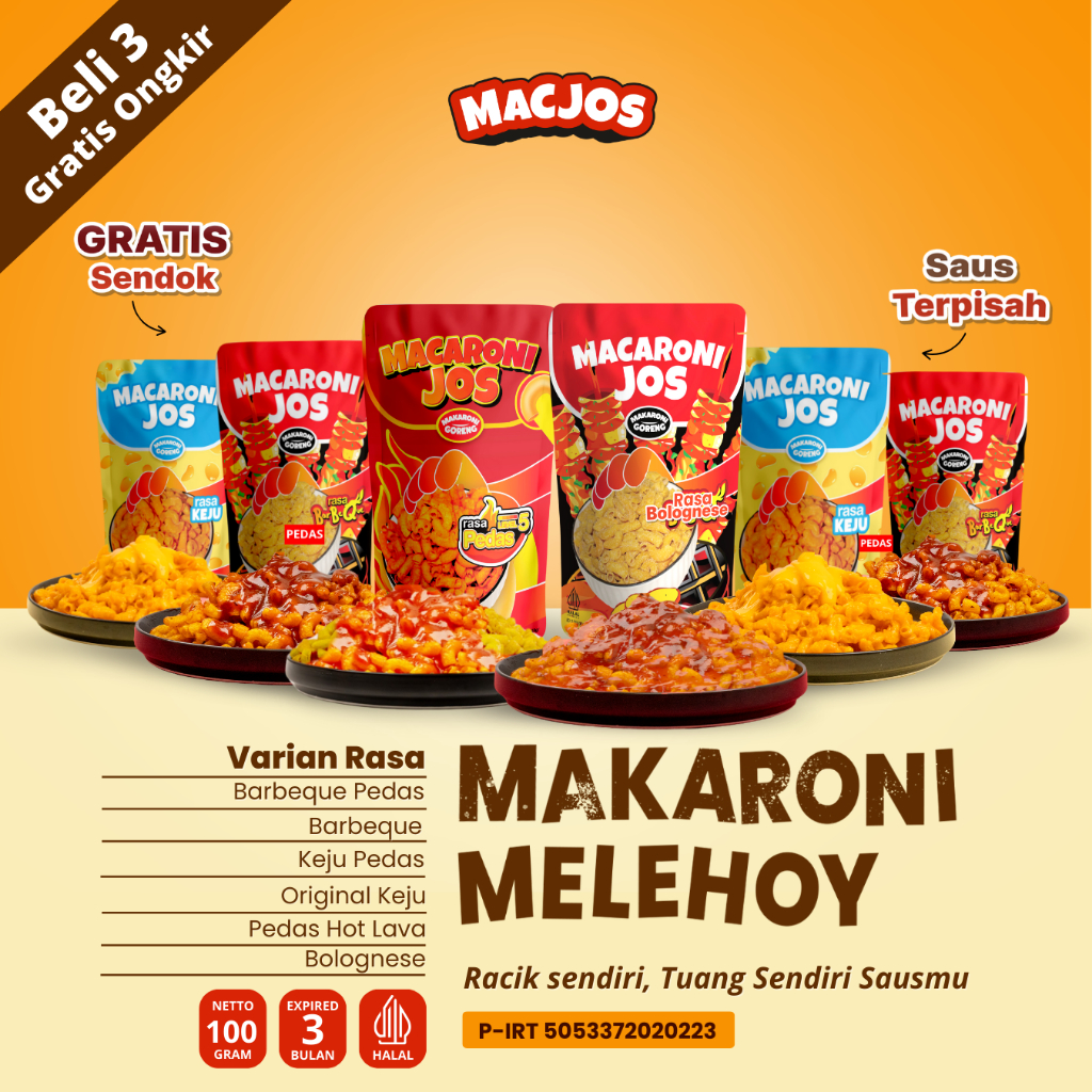 Jual MACJOS Makaroni Melehoy - Isi 100gr Cemilan Makaroni | Shopee ...
