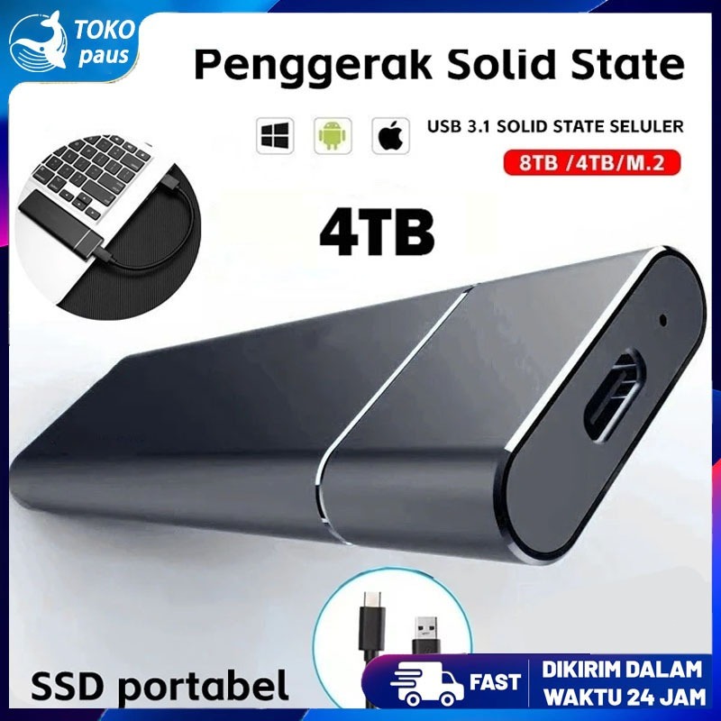 Jual SSD Laptop Portable SSD Eksternal 4TB USB 3.0 Type-C ssd portable ...