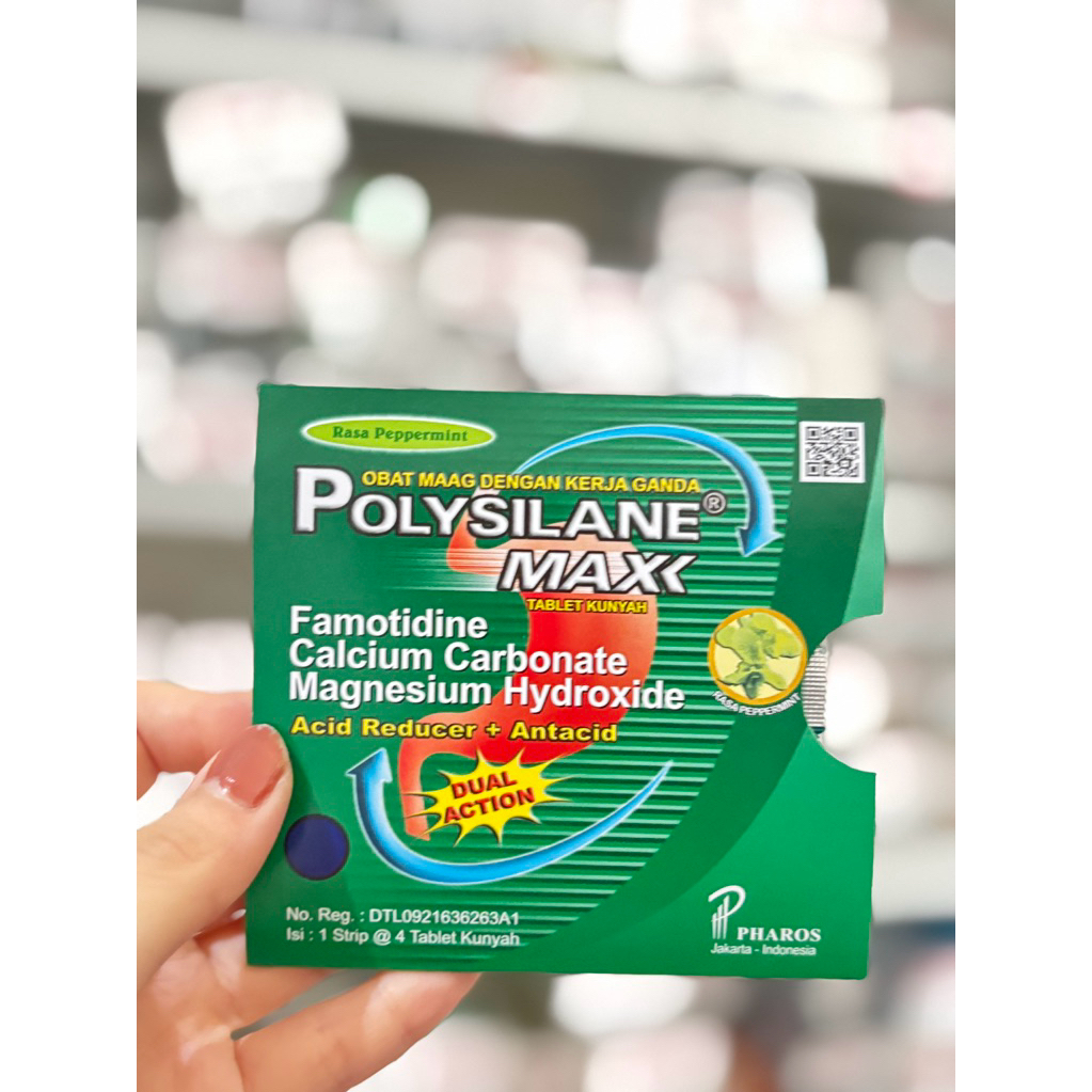 Jual POLYSILANE MAX MINT 1 STRIP 4 TABLET / OBAT MAAG / KEMBUNG ...