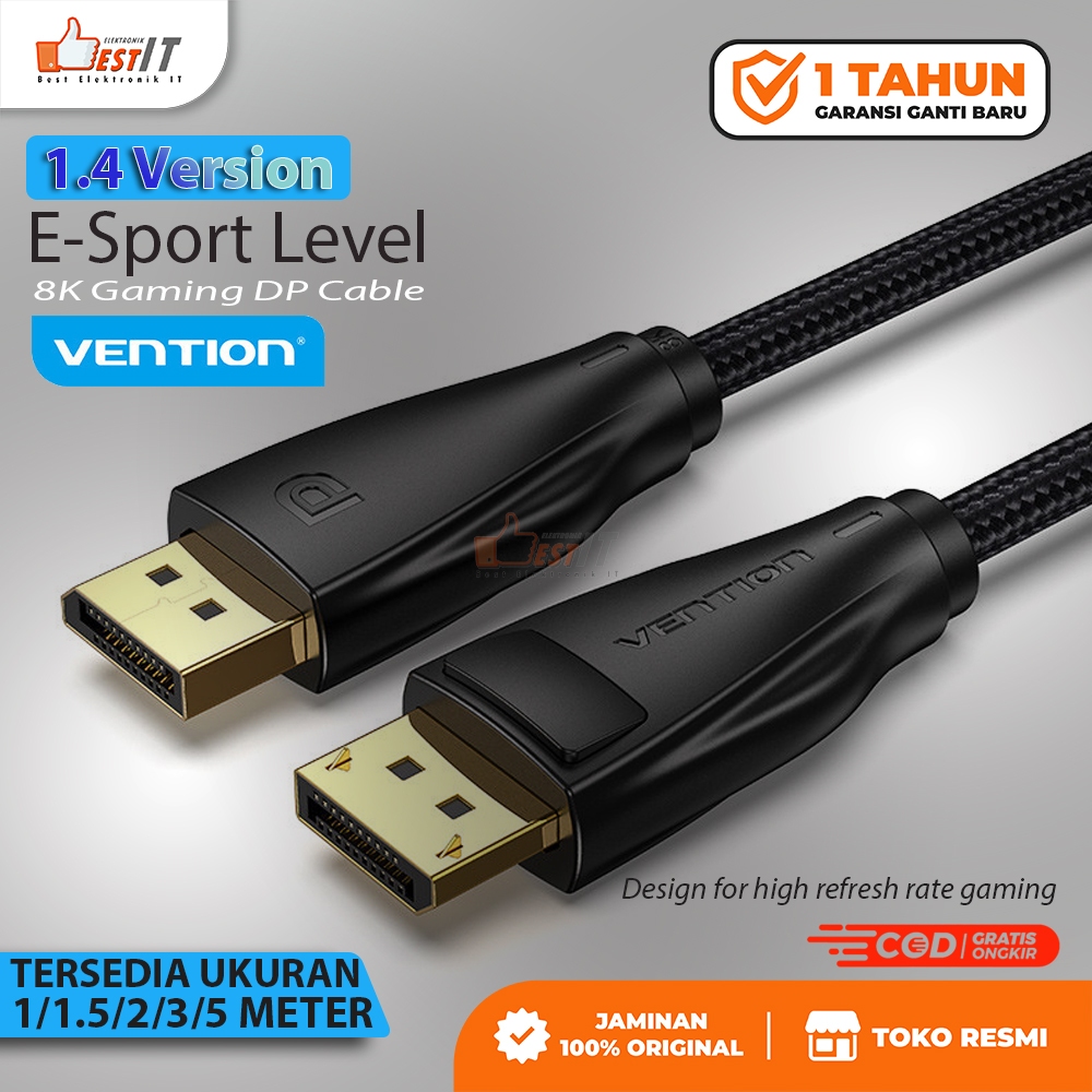 Jual Vention Kabel DP Display Port male To Male 8K 4K UHD HDR 240 144hz 1.4v Gaming Cable DP to ...
