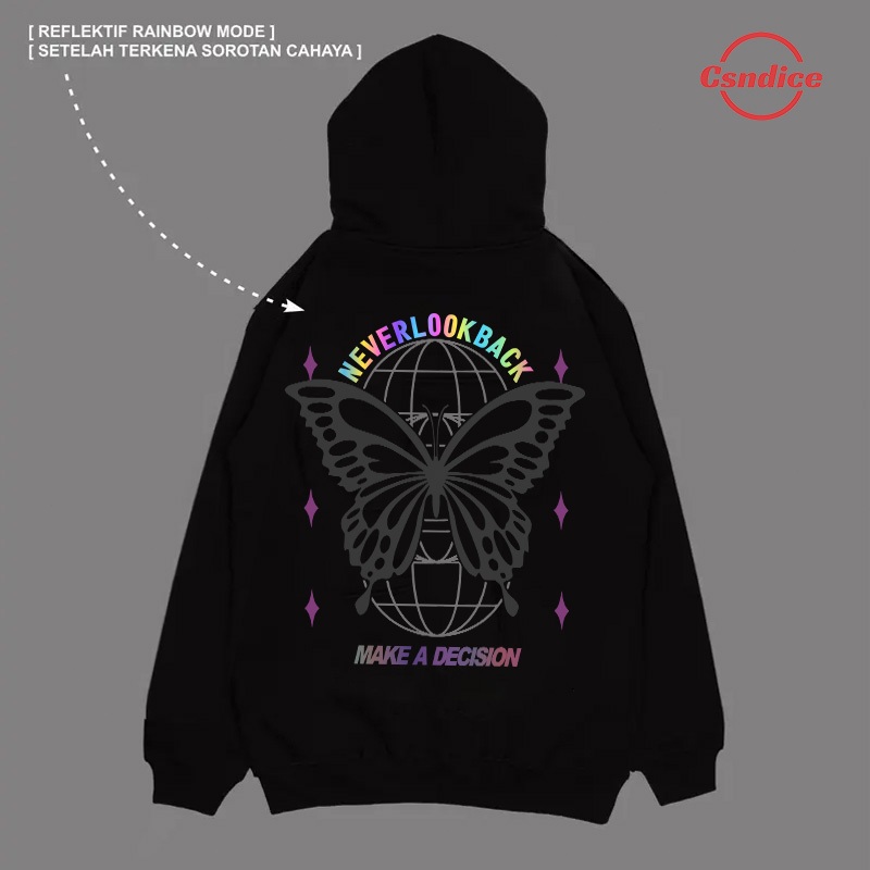 Jual CSND ICE Hoodie Reflektif Bercahaya Atasan Oversize Wanita Hitam ...