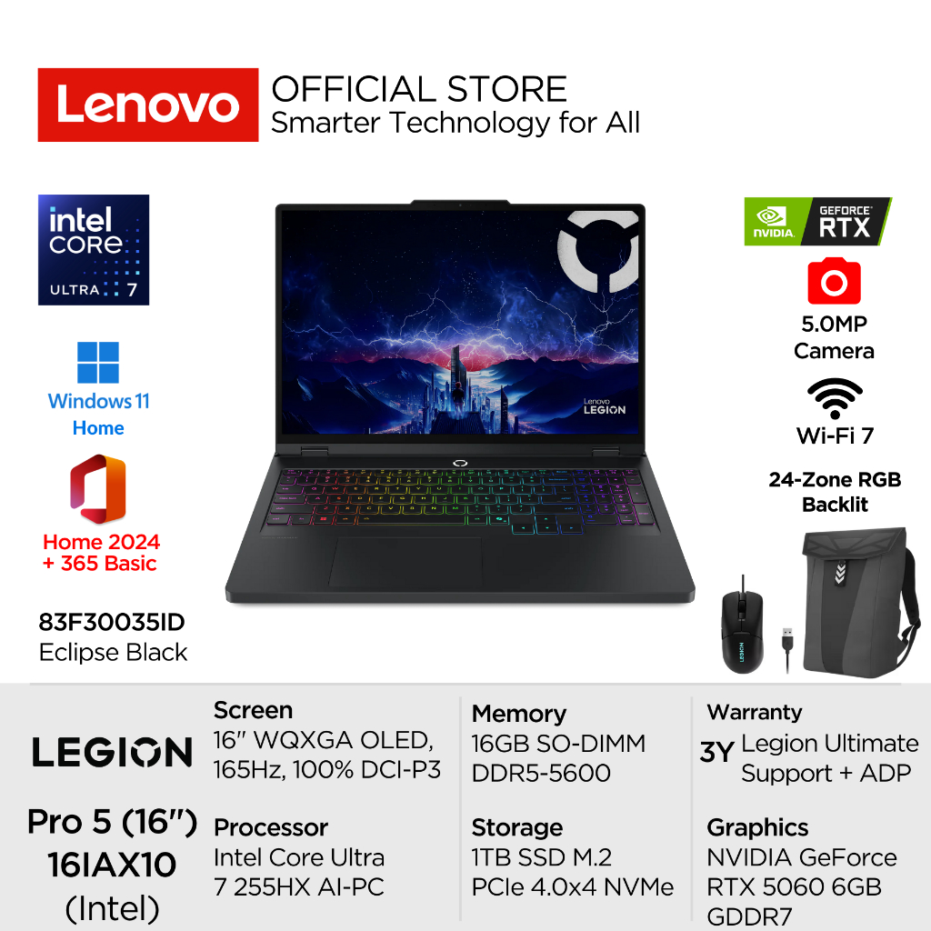 Jual Lenovo Legion Pro 5i 16IAX10 35ID Intel Core Ultra 7 255HX Win11 ...