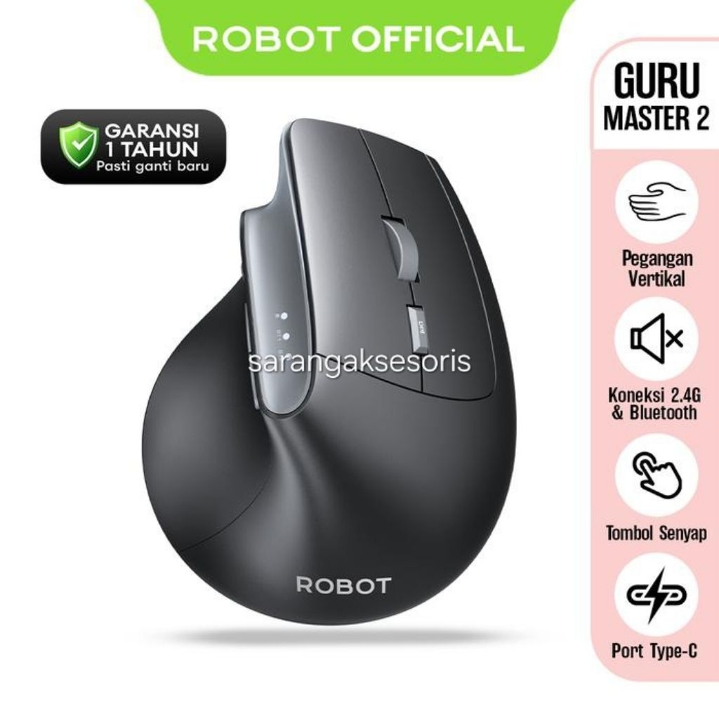 Jual Robot Guru Master 2 Mouse Bluetooth Wireless Vertical Rechargeable ...