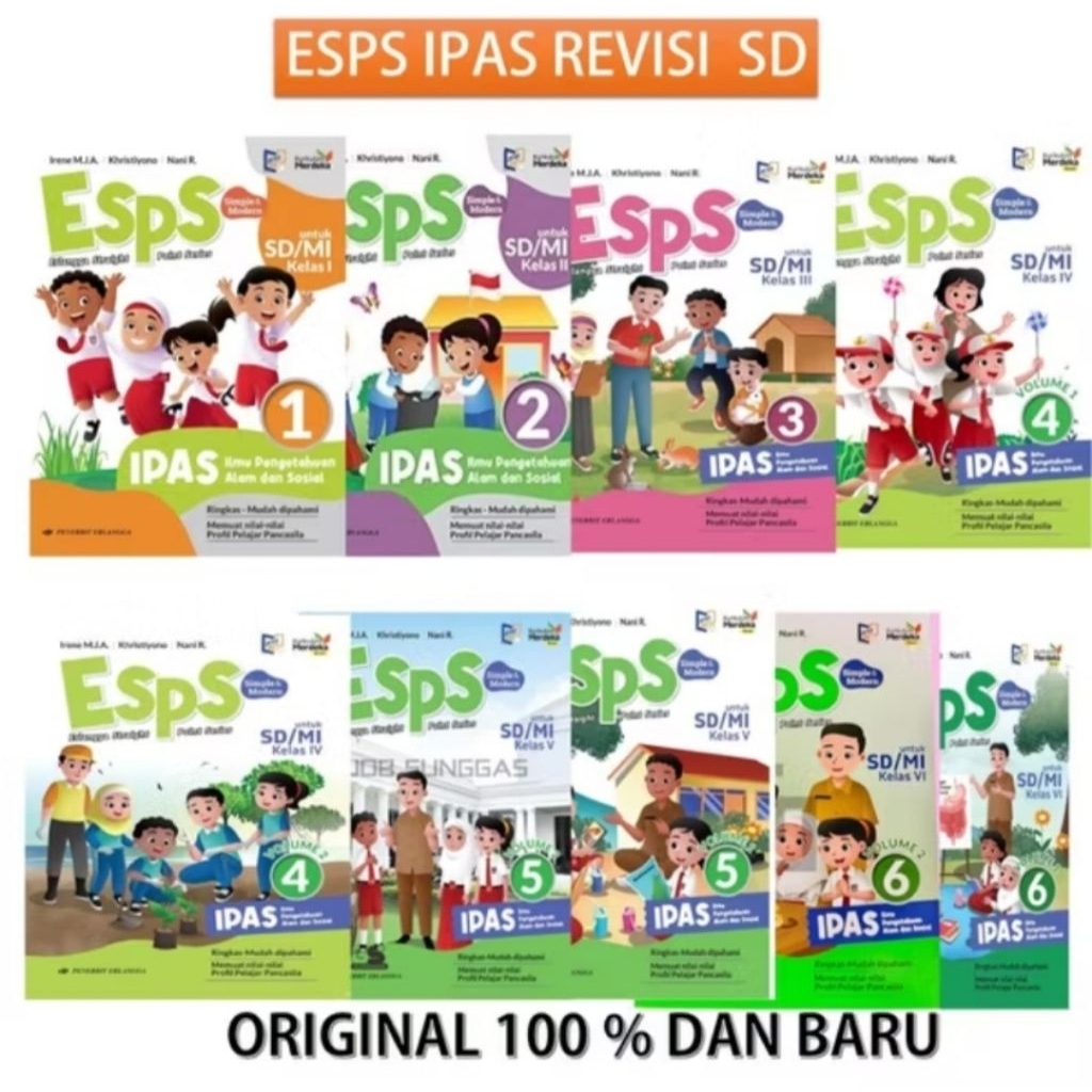 Jual buku erlangga esps ipas sd kelas 1 2 3 4 5 6 kurikulum merdeka | Shopee Indonesia