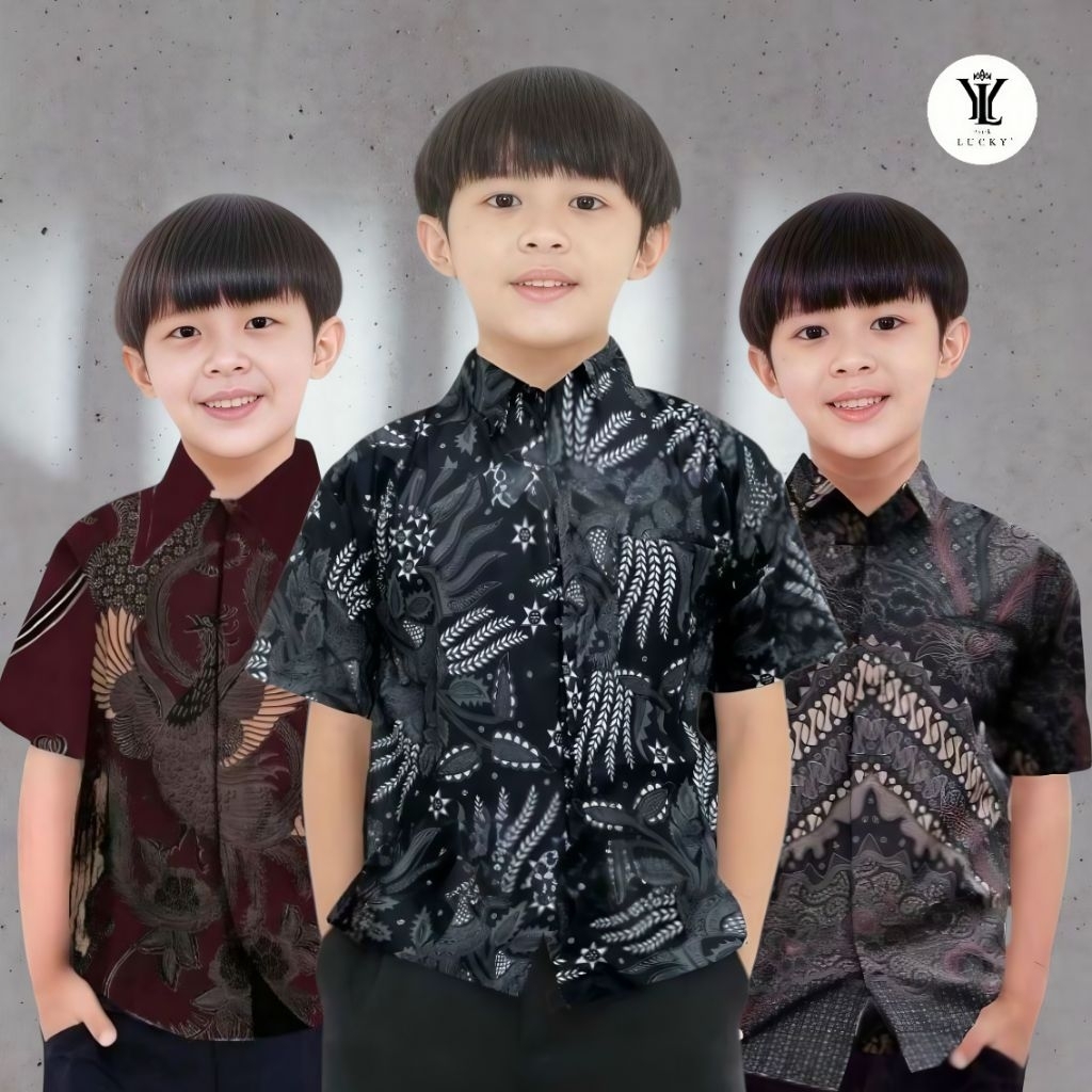 Jual kemeja baju batik anak laki-laki lengan pendek motif terbaru usia 1.5th-14th size s,m,l,xl ...