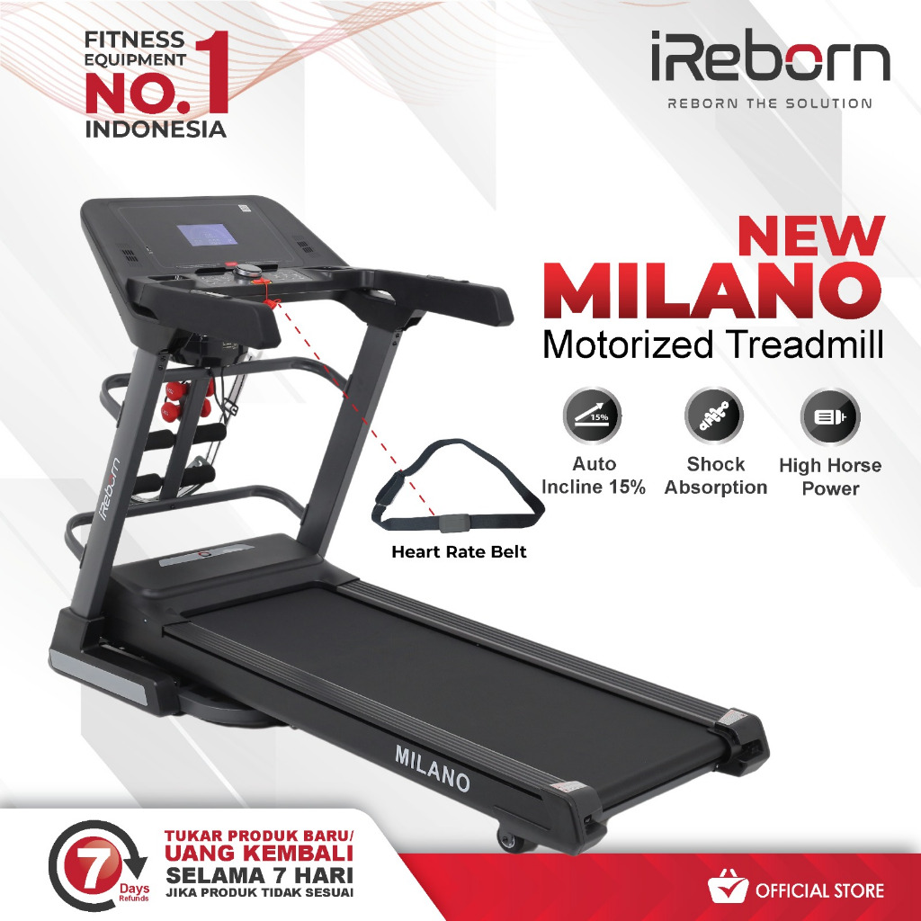 Jual Alat Fitness Treadmill Elektrik iReborn Milano (Auto Incline ...