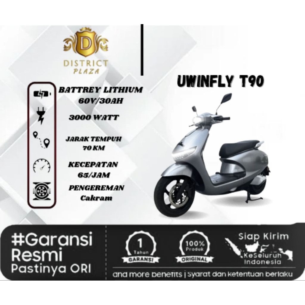 Jual Motor Listrik Uwinfly T90 Baterai 60V 30Ah 3000W Bergaransi Resmi ...