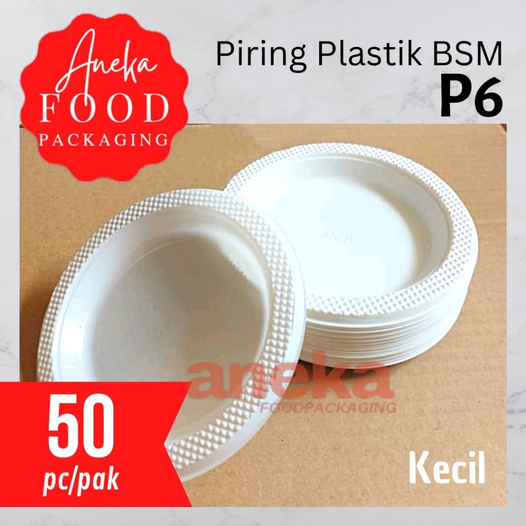 Jual 50pc- Piring plastik P-6 putih susu mika SUPER kue snack kecil ...