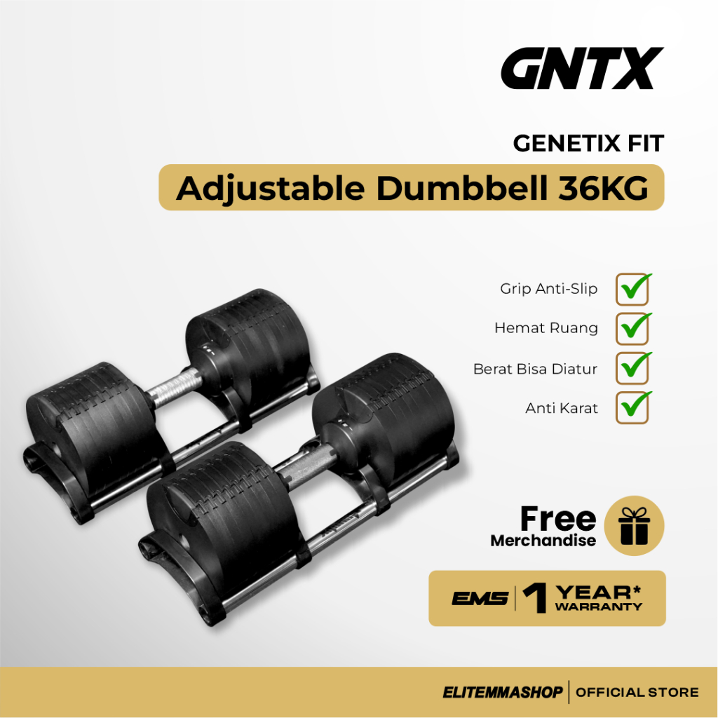 Jual GENETIX FIT ADJUSTABLE DUMBBELL 36 KG BARBELL SET FITNESS | Shopee ...