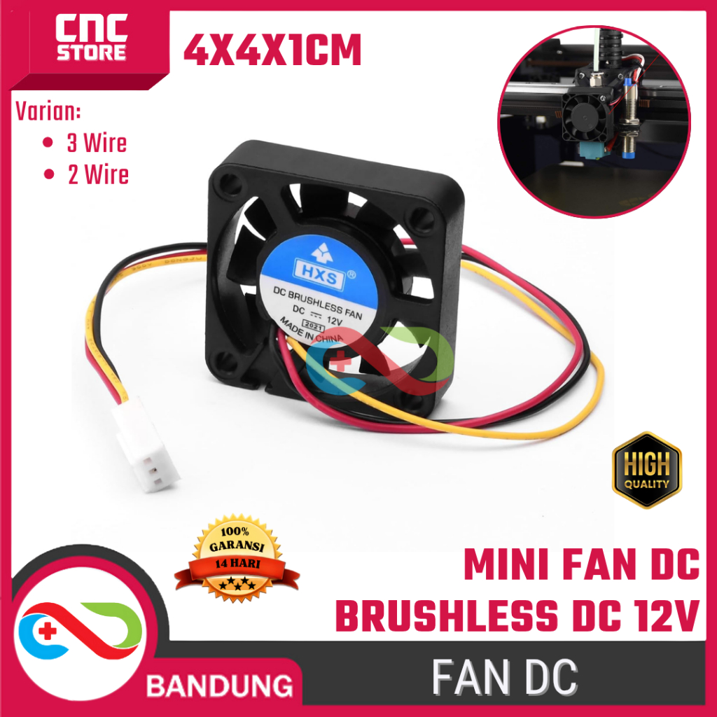 Jual Mini Fan DC Brushless 12V 4x4x1CM – Kipas Mini 2 Kabel dan 3 Kabel ...