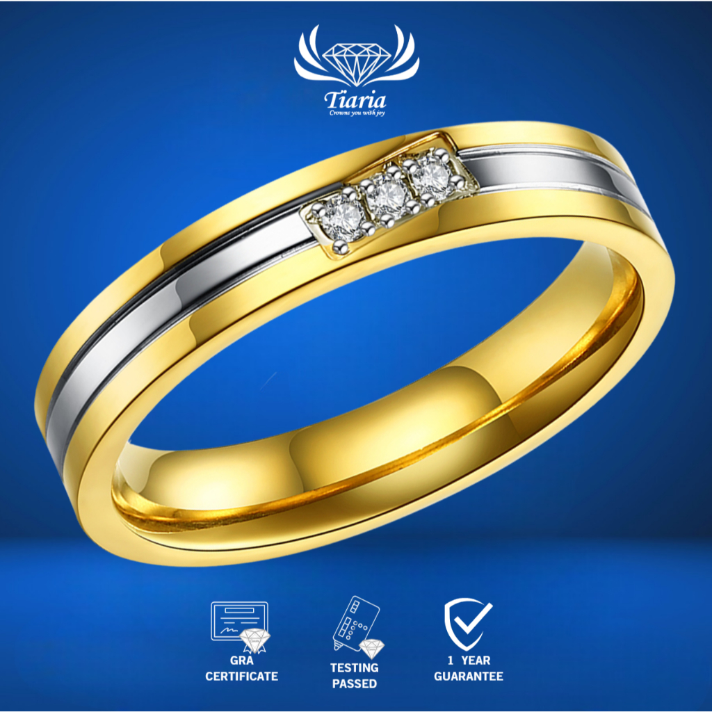 Jual Tiaria - Cincin Emas 8K Gold Coated Titanium Silver Garansi Anti ...
