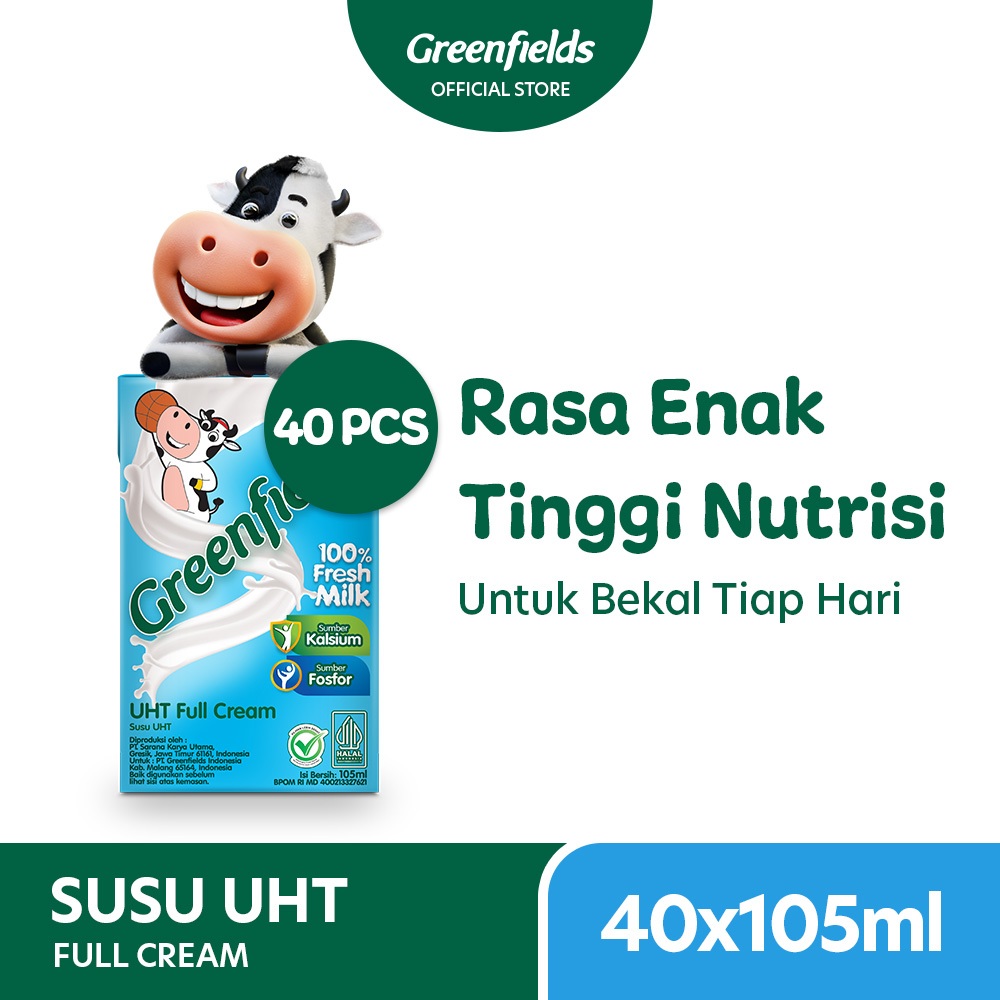 Jual [LEBIH HEMAT] Susu Greenfields UHT Full Cream 105 mL x 1 Karton | Shopee Indonesia