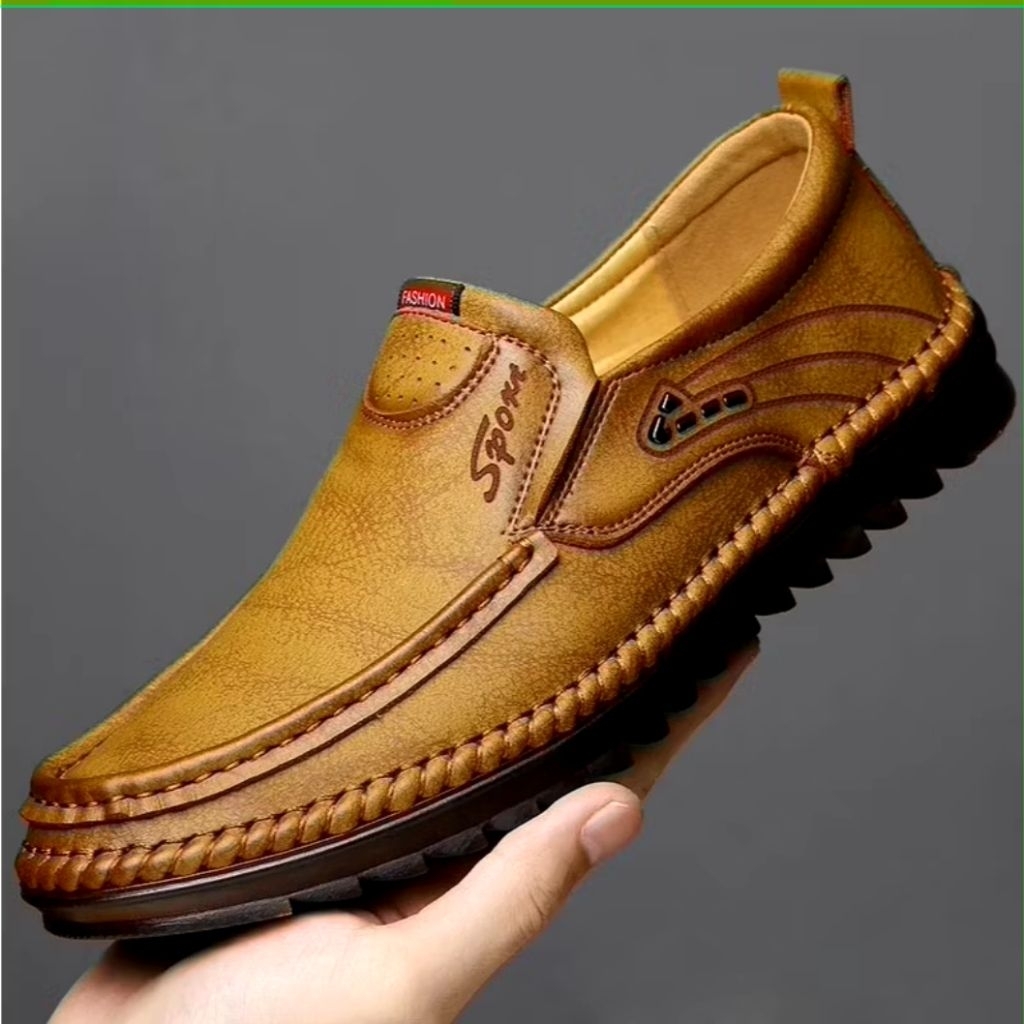 Jual Sepatu pria slip on kulit nyaman dipakai sehari-hari anti licin ...