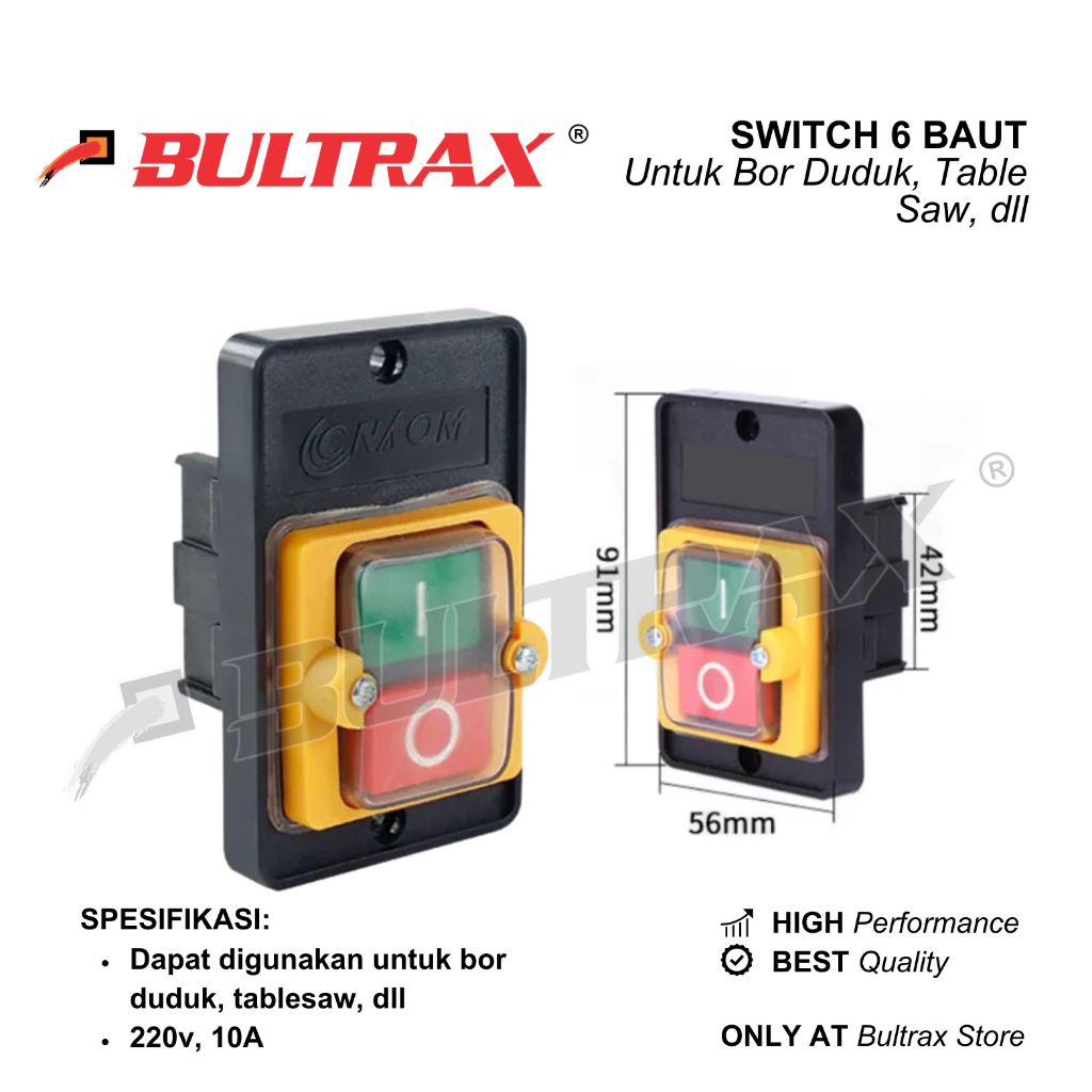 Jual BULL Switch 6 Baut untuk Bor Duduk / Saklar Tablesaw / Saklar ...