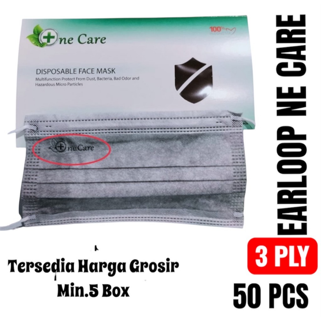 Jual Masker Earloop One Care Warna Abu 3ply Isi 50 pcs | Shopee Indonesia