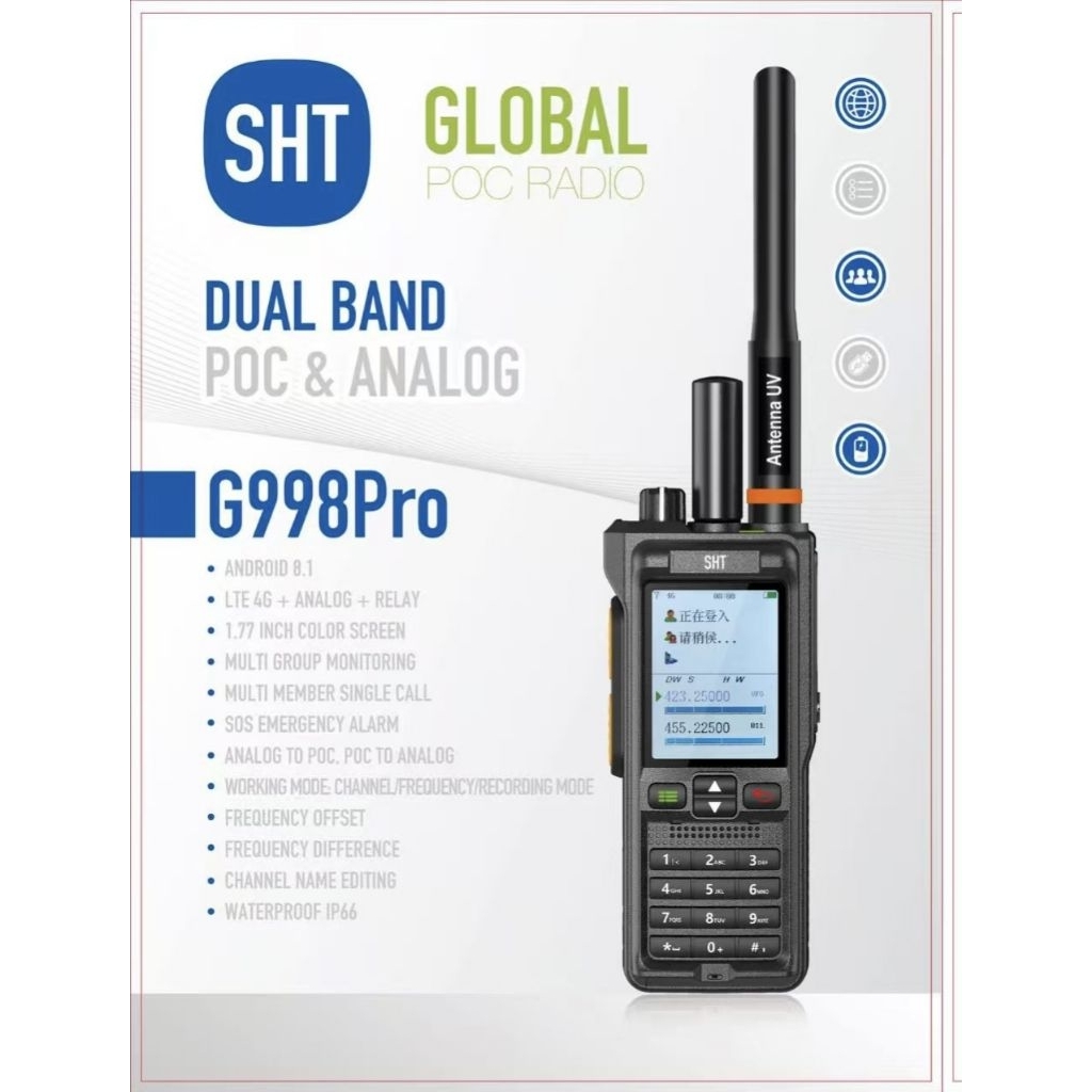 Jual HT hybrid SMP PDC 998 pro Global + multiband analog UHF VHF walkie ...