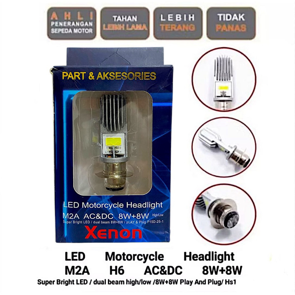 Jual Bohlam Lampu Depan LED Original Merk Xenon Universal Semua Motor ...