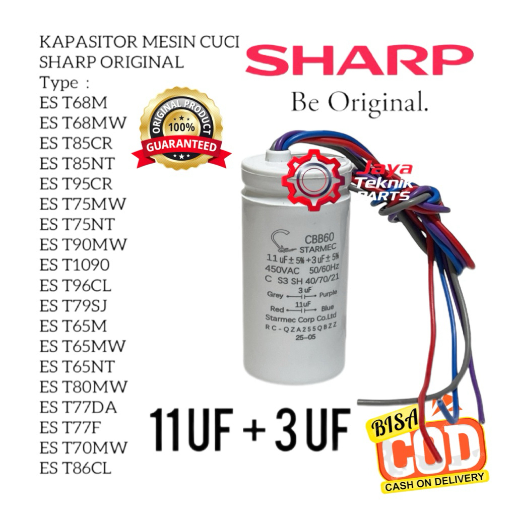 Jual Original Kapasitor Mesin Cuci SHARP 2 Tabung 11uf + 3uf Mesin Cuci ...