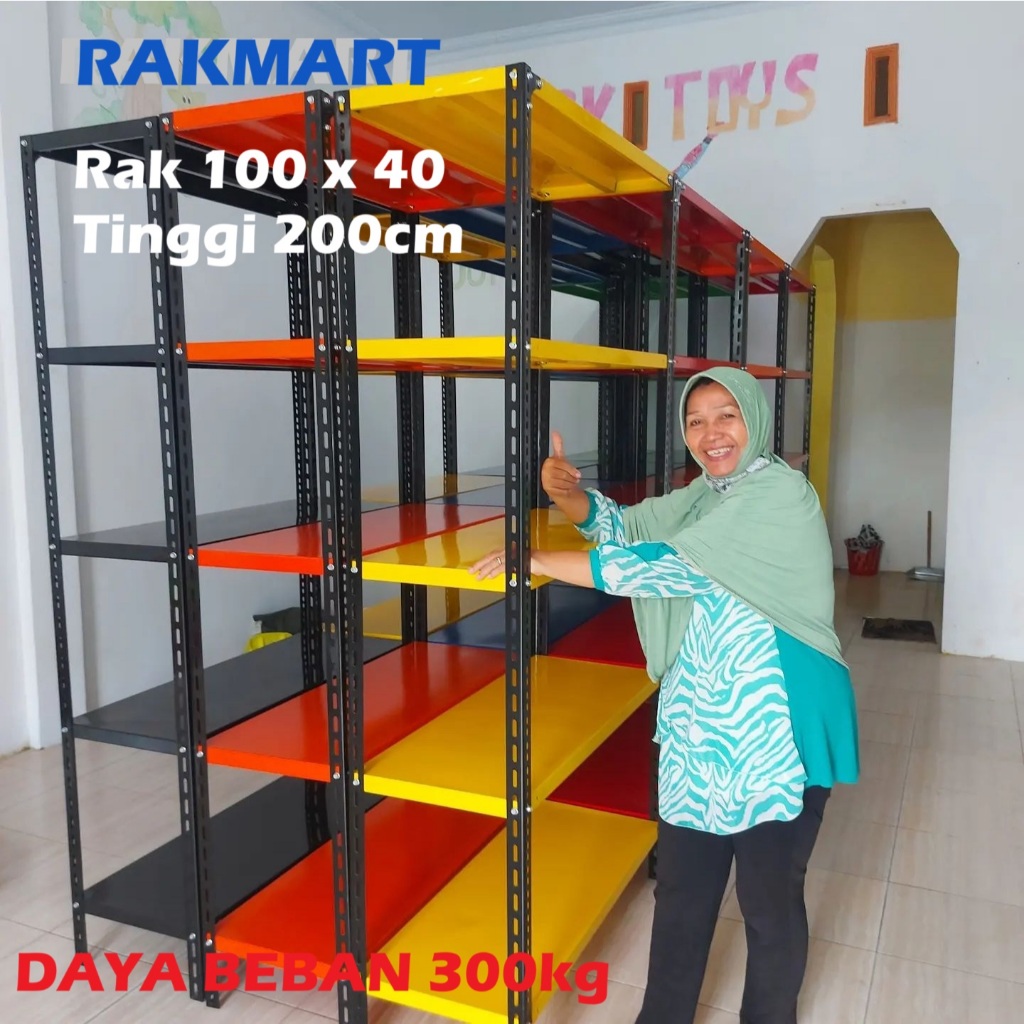 Jual Kuat 300kg 100x40x200cm rak 5 susun/tingkat Gudang Toko Kantor ...
