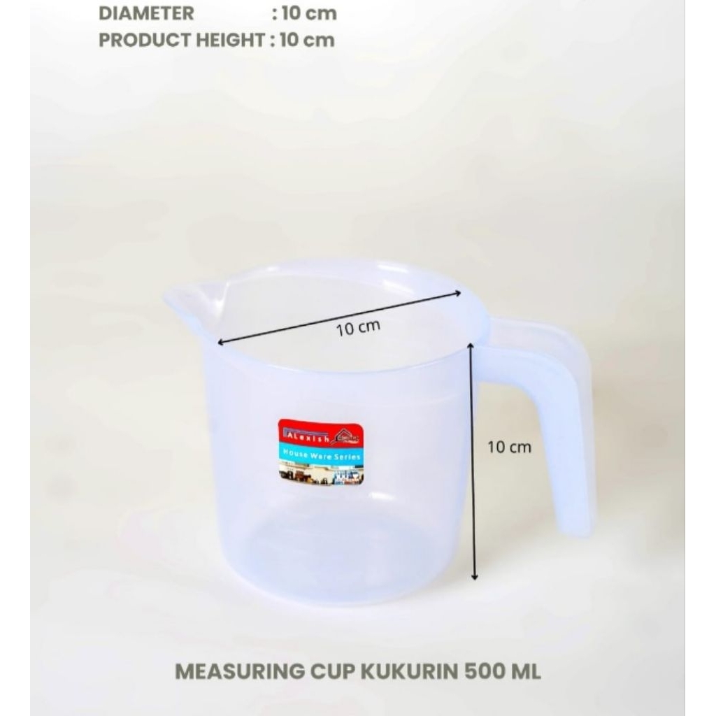 Jual Gelas Ukur Takar Plastik 500 ML Measuring Cup Plastic Kukurin 500 ...