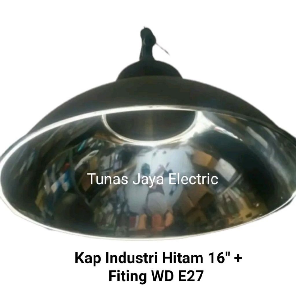 Jual Kap Lampu Industri Gantung Aluminium 16" Hitam + Fiting WD E-27 (Minus Kabel) | Shopee ...
