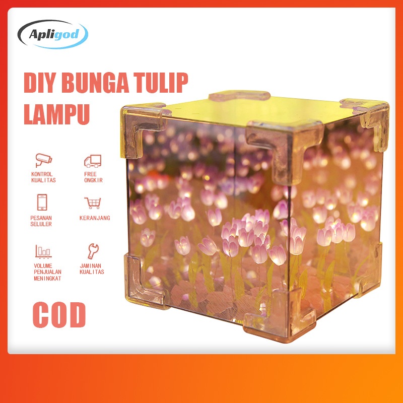 Jual Apligod DIY bunga tulip lampu led box/Tulip Malam Lampu Led Kamar ...