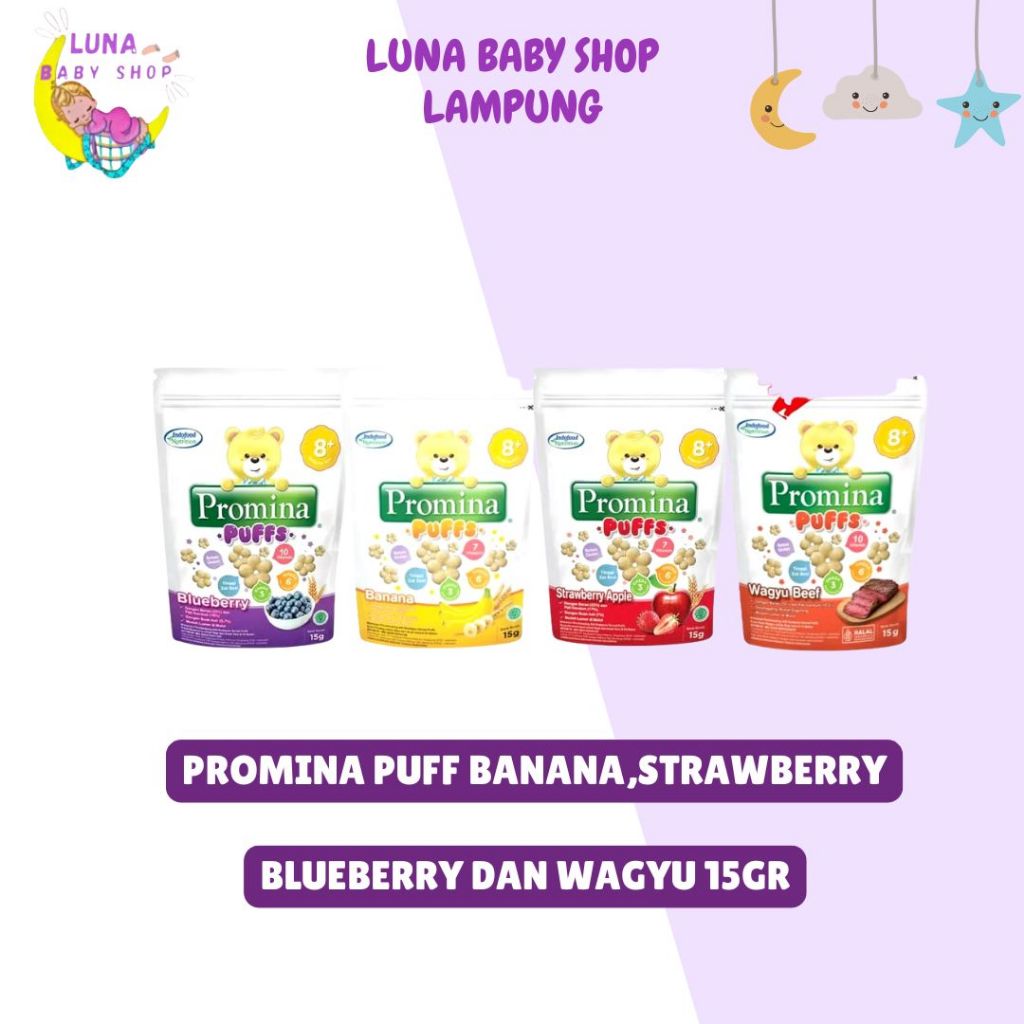 Jual Promina Puffs Banana,Strawberry,Blueberry dan Wagyu 15gr/Cemilan ...