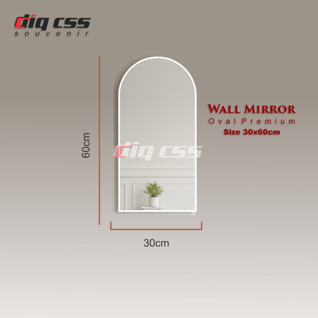 Jual Wall Mirror Kaca Cermin dinding aesthetic Oval Premium ukuran ...